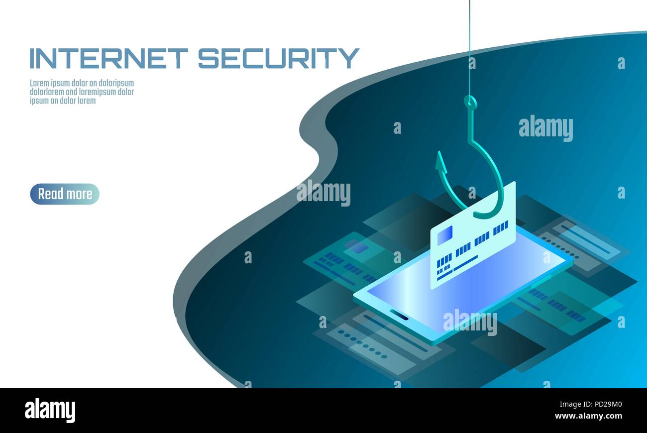 Isometric 3D smartphone credit card cvv password phishing. Personal ...