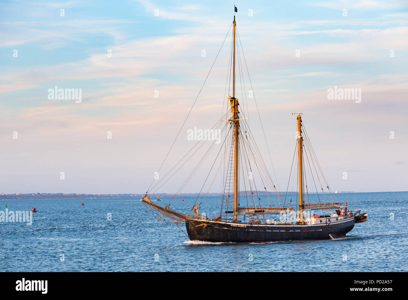 Baltic Trader Queen Galadriel ship in Studland Bay heading to Poole Harbour on a lovely summer ...