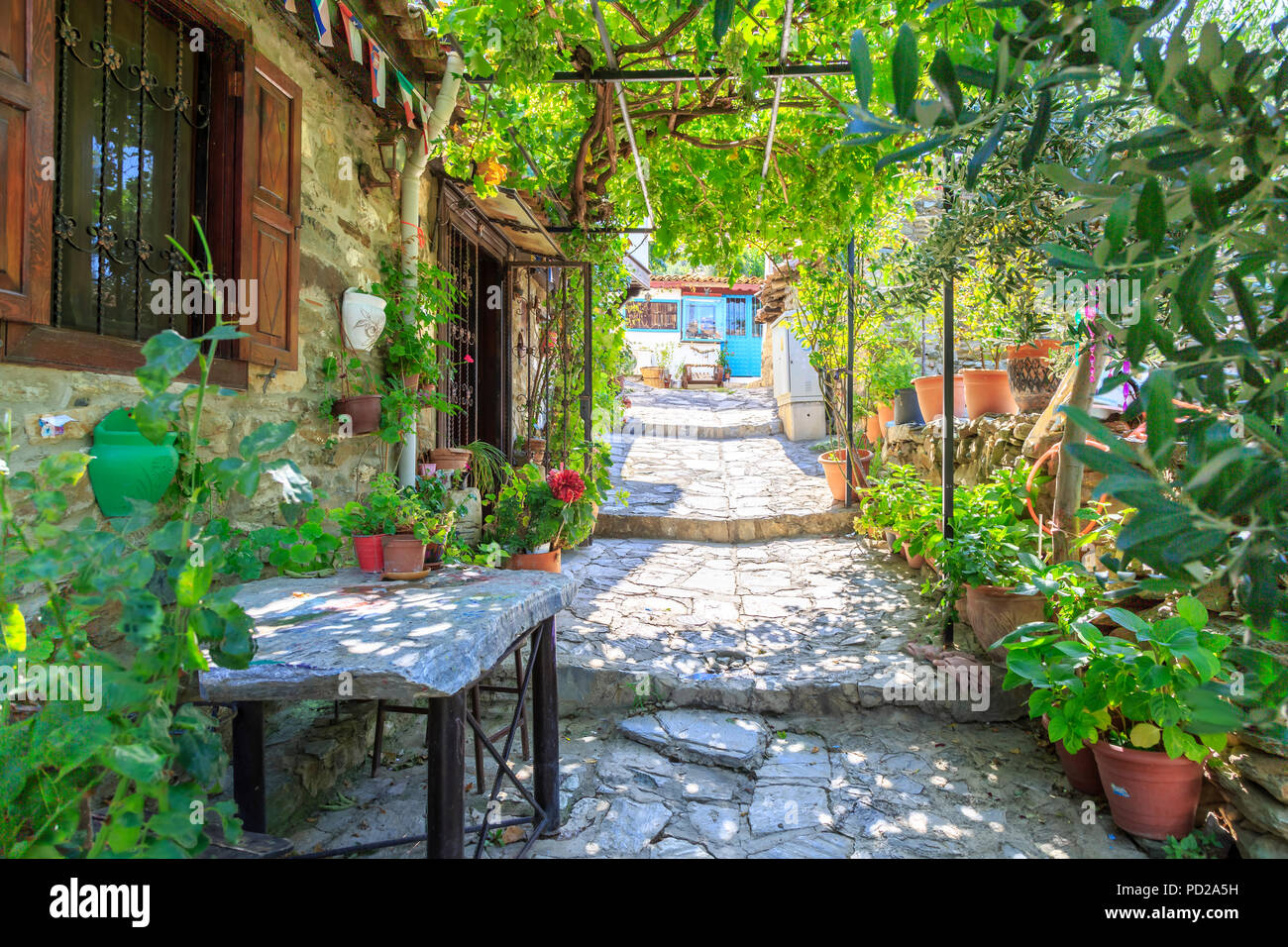 Street view of Sirince village in Izmir providence, Turkey Stock Photo ...