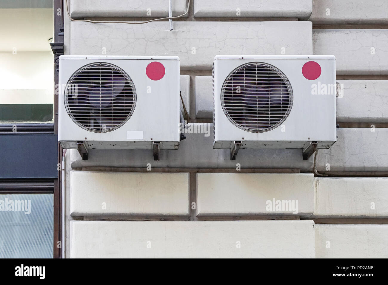 Two external air conditioner device units Stock Photo - Alamy