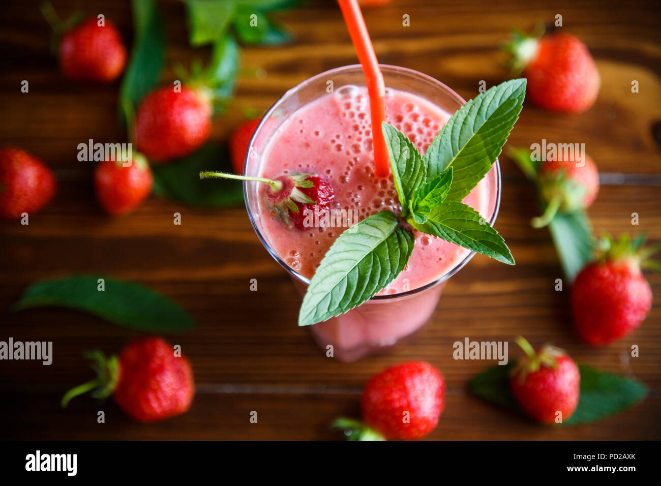 Ripe red strawberry mixed yogurt hi-res stock photography and images - Alamy
