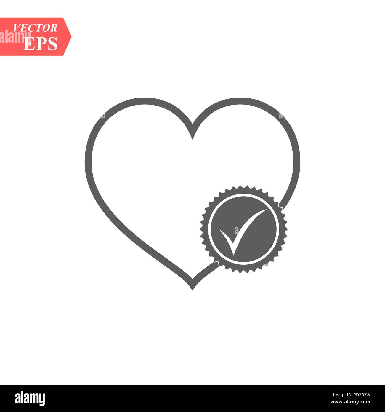 Heart with check mark glyph icon. Health care. Silhouette symbol ...