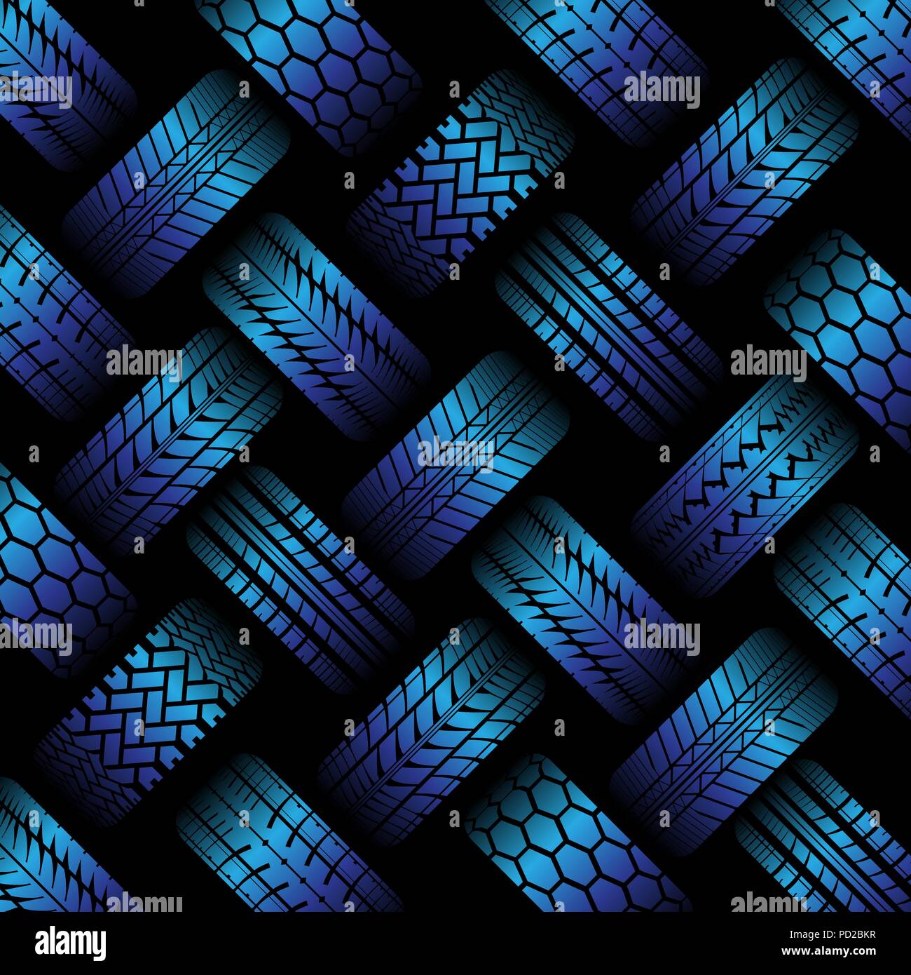 Black background with different blue car tires silhouettes Stock Vector ...