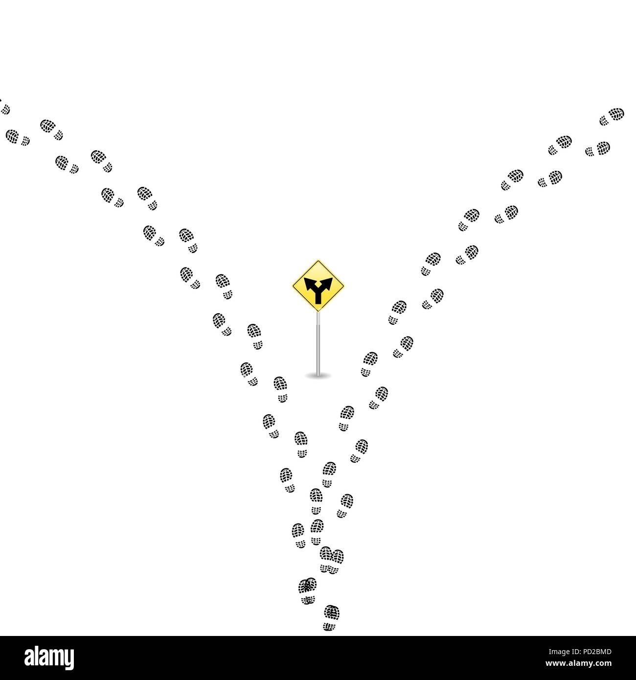 Crossroad with shoes print tracks and road sign Stock Vector Image ...