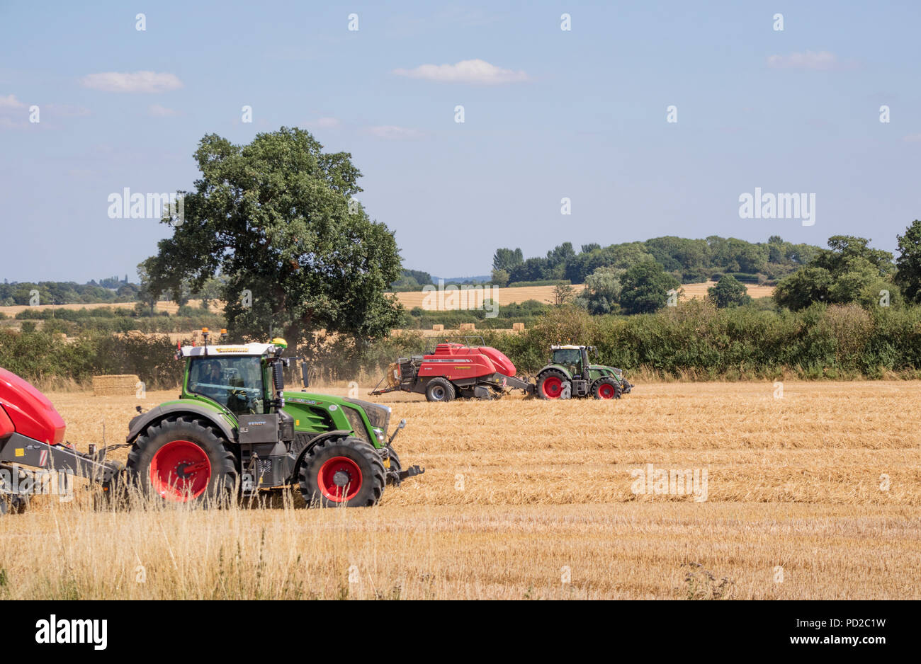 Hay bailing on an English farm, England, UK Stock Photo - Alamy