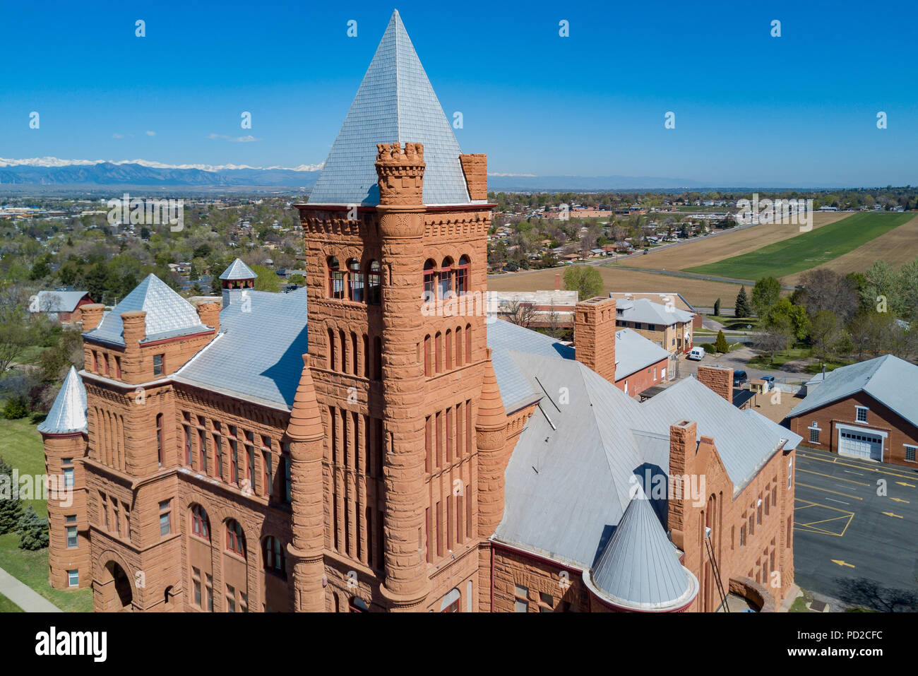 Aerial view of the famous Westminster Castle at Westminster, Colorado ...