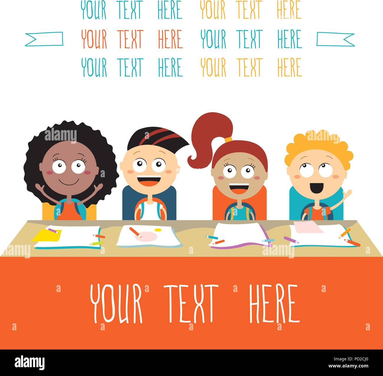 Happy kids at lesson Back to school theme Stock Vector Image & Art - Alamy