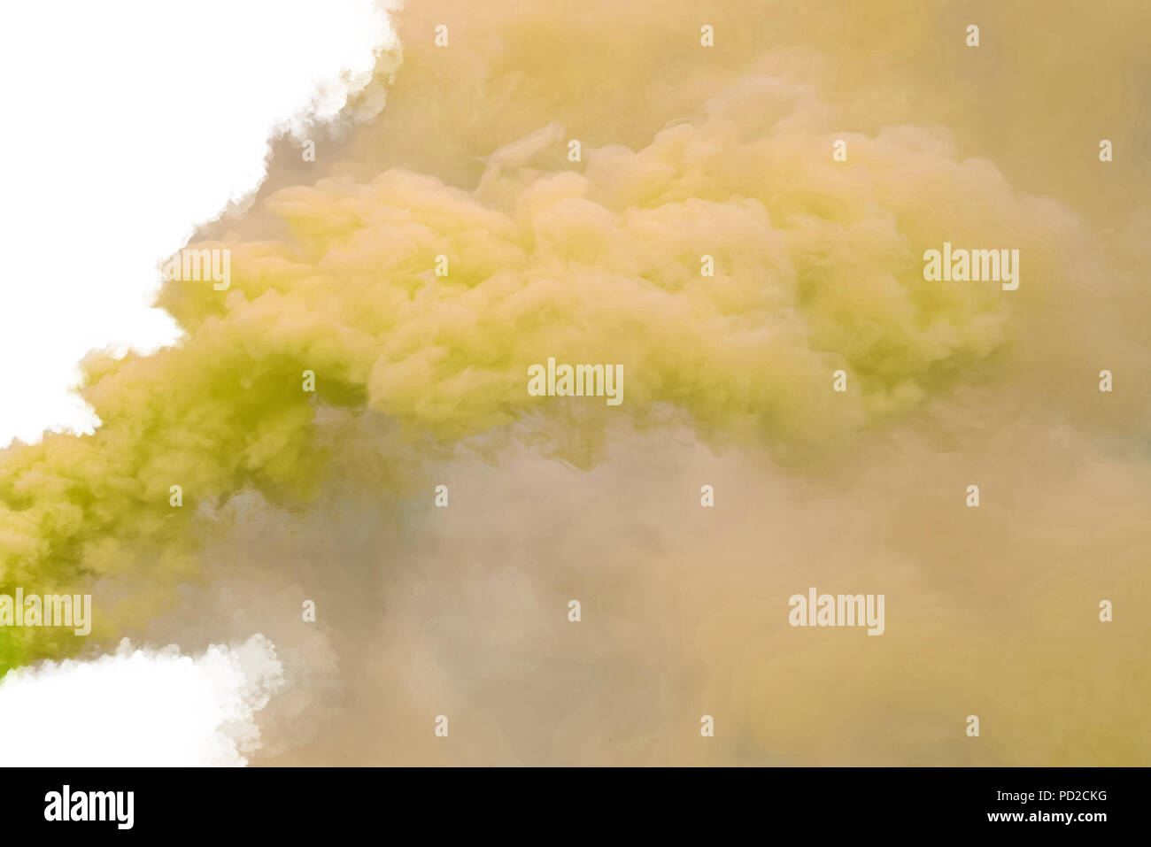 Yellow smoke, isolated on white background Stock Photo - Alamy