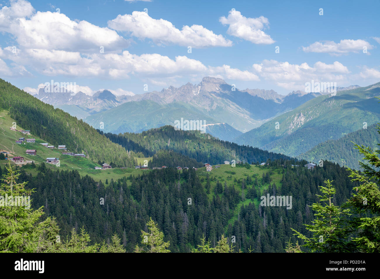 Kackar mountains with village houses landscape in Rize,Turkey Stock ...