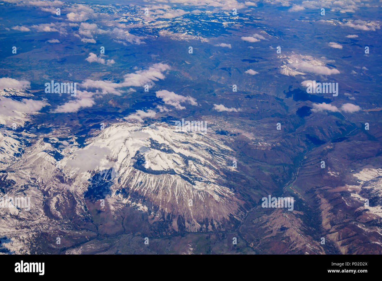 Aerial view of snowy Mt Gunnison mountain near Denver, Colorado Stock ...