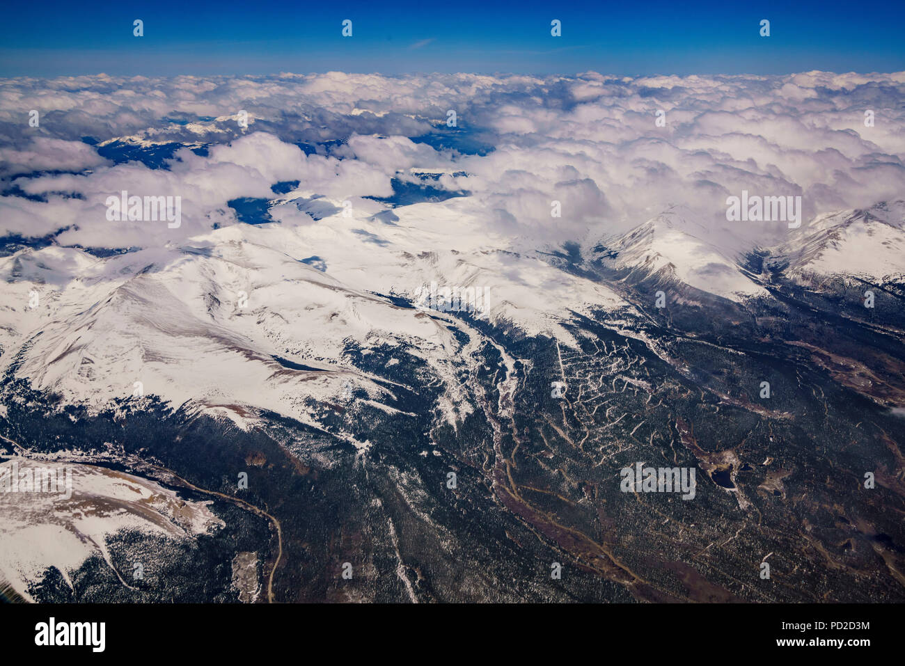 Aerial view of snow mountain near Denver, Colorado Stock Photo - Alamy