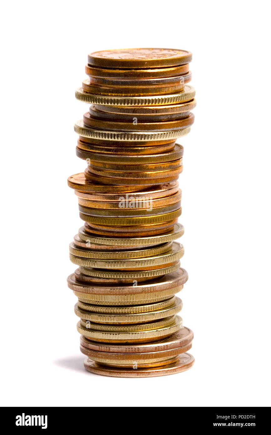 coins stack isolated on white background Stock Photo - Alamy