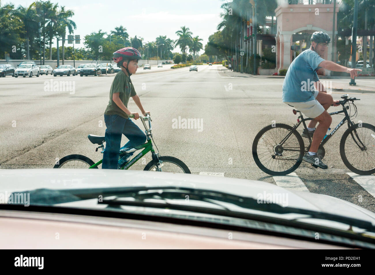 Boca Raton Florida,Palm Beach County,intersection,corner,street,traffic ...