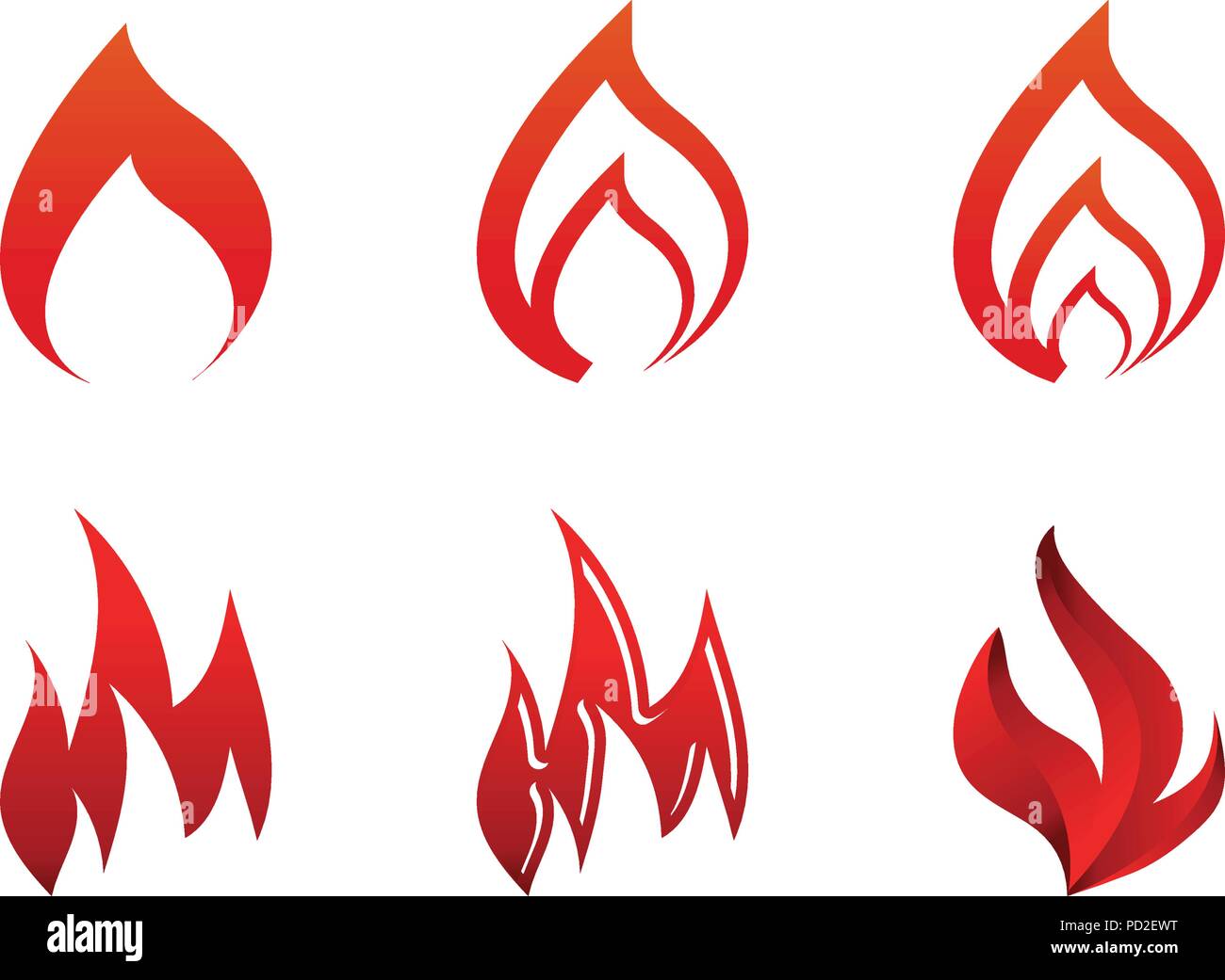 Collection of fire logo icon template vector element Stock Vector Image ...