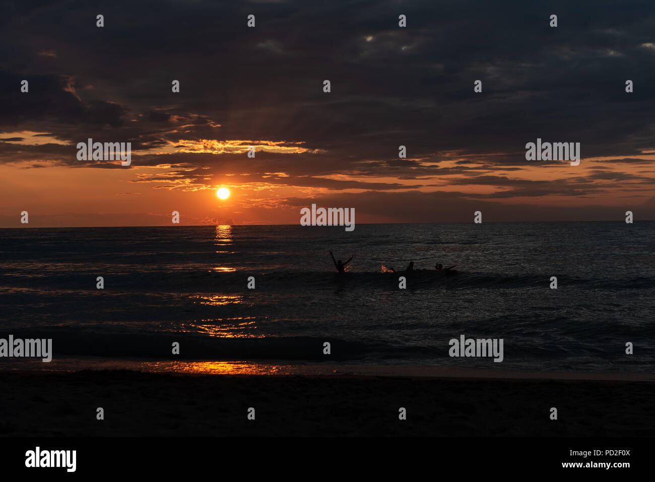 Sunset from Grand Bend beach on a hot day in July Stock Photo - Alamy