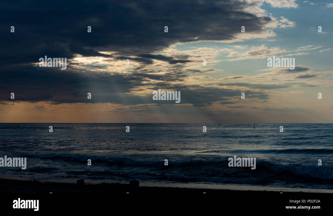 Sunset from Grand Bend beach on a hot day in July Stock Photo - Alamy