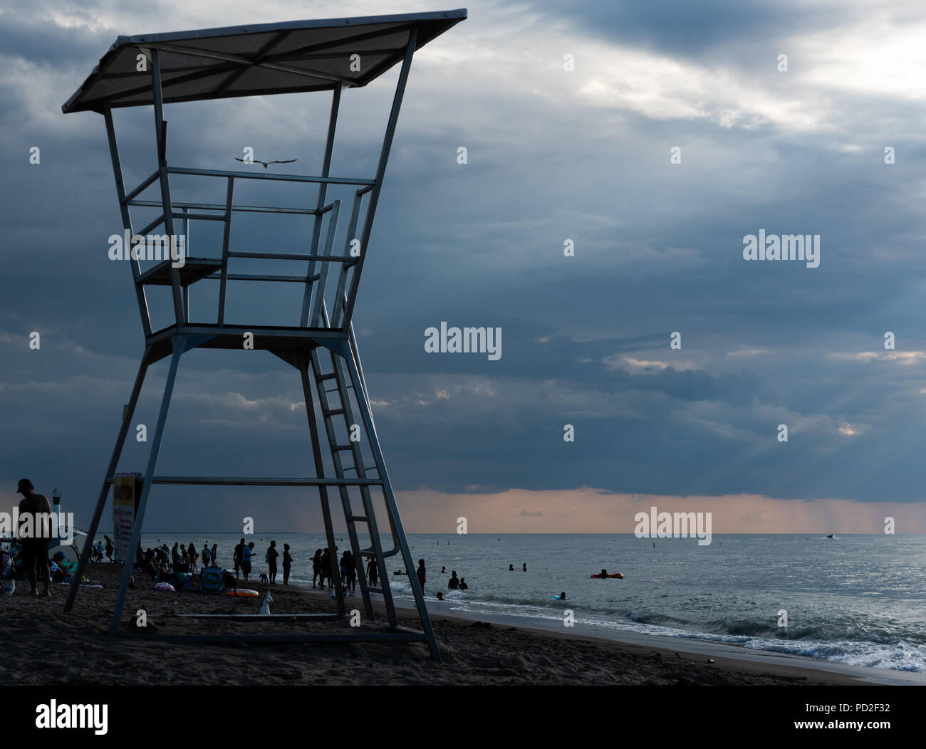 Sunset from Grand Bend beach on a hot day in July Stock Photo - Alamy