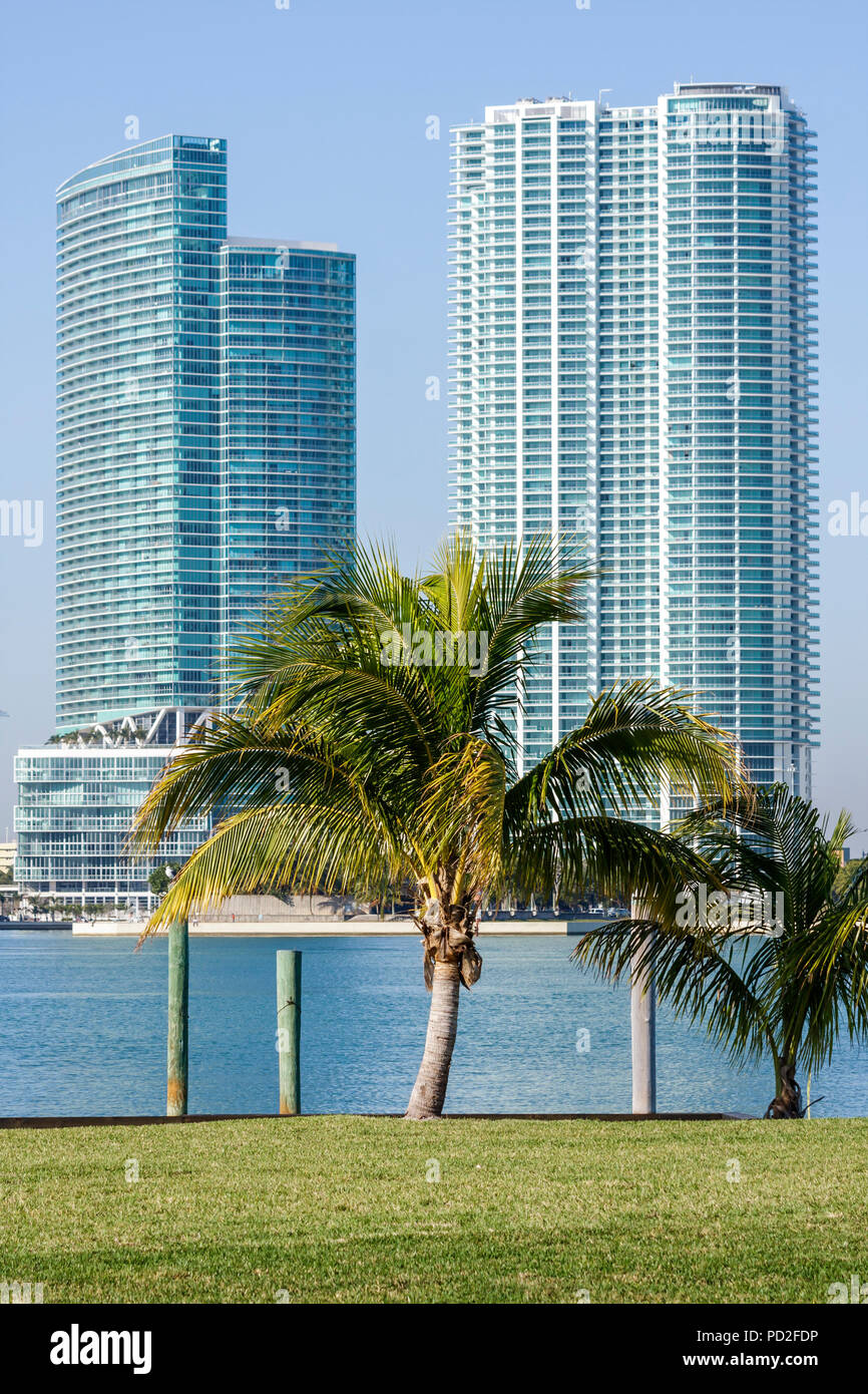 Miami Florida,Biscayne Bay,Watson Island view,Biscayne Boulevard,high ...