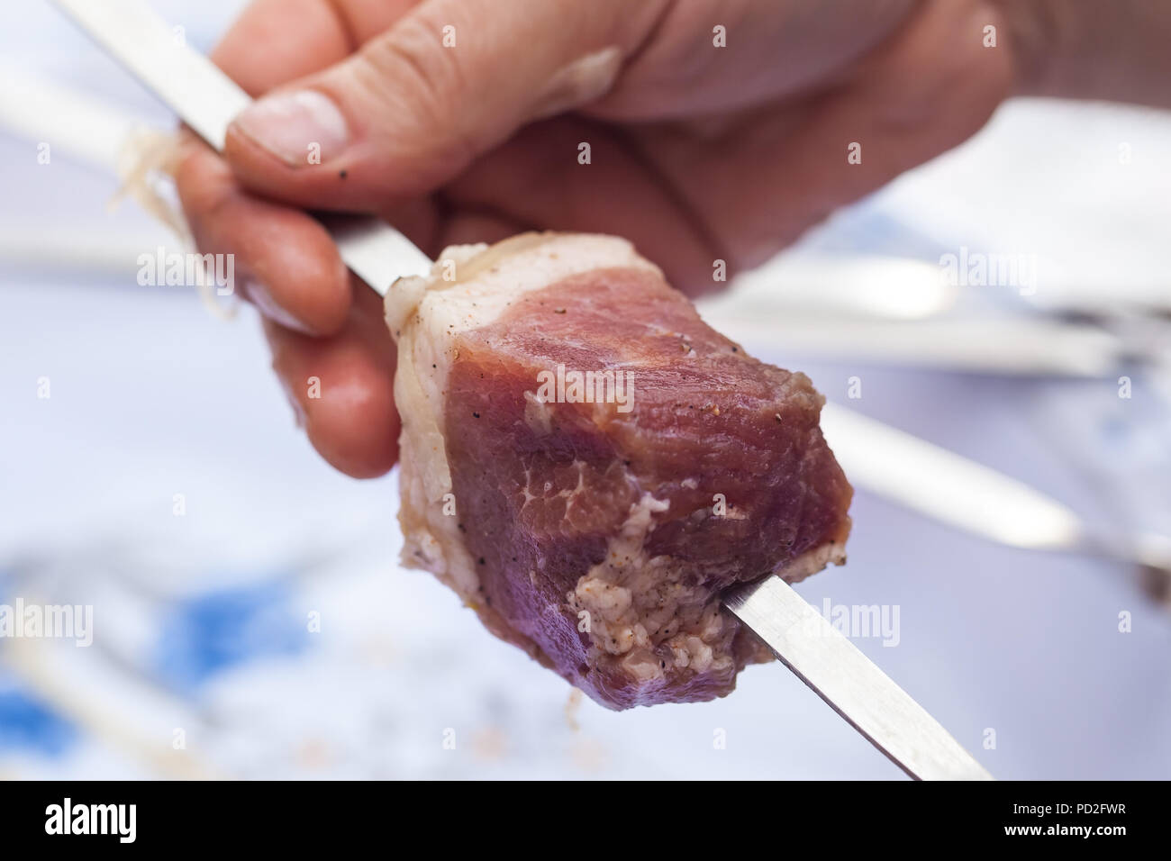 Kebab preparation process meat hi-res stock photography and images - Alamy