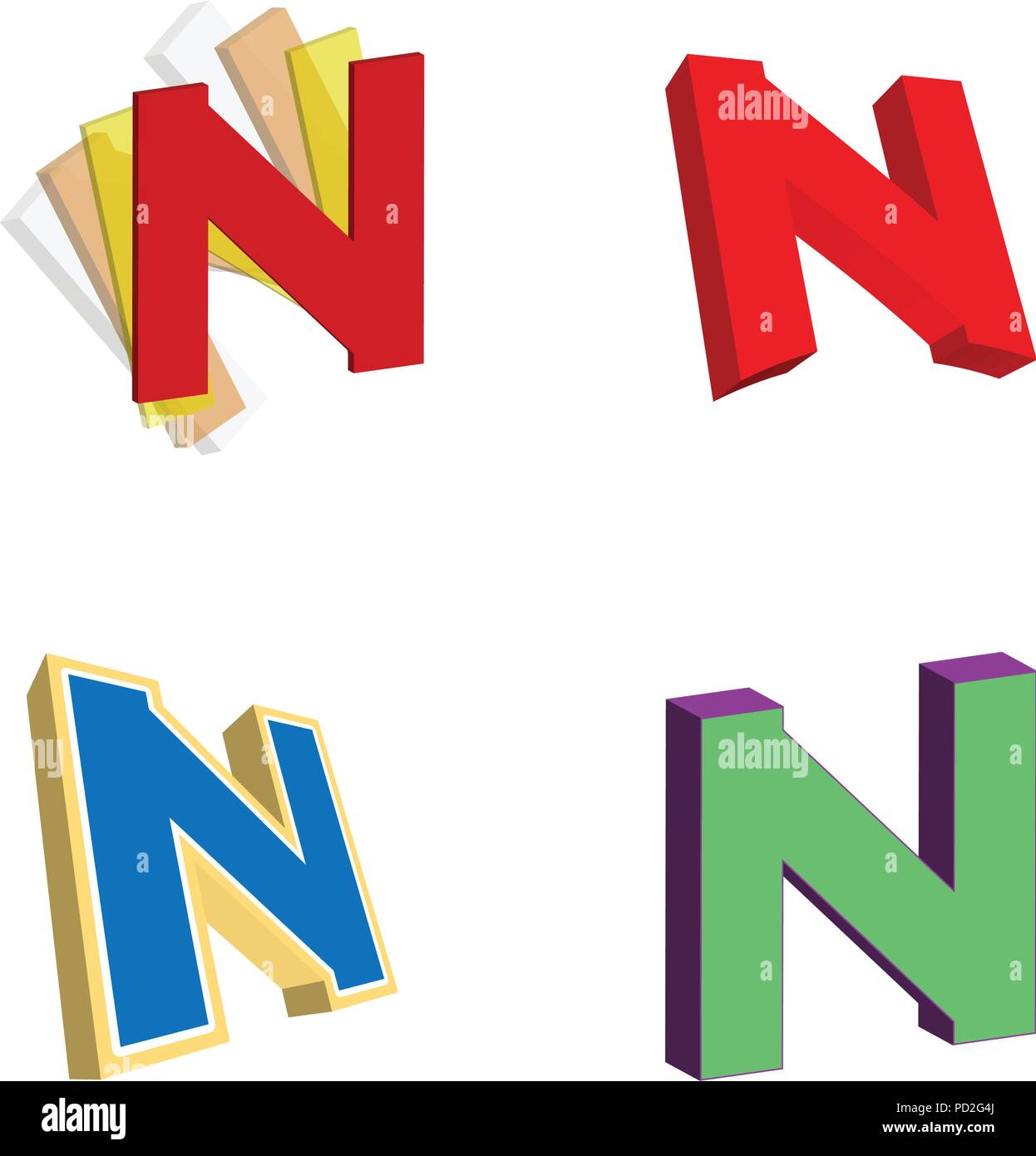 3d letter n initial logo icon template vector Stock Vector Image & Art ...