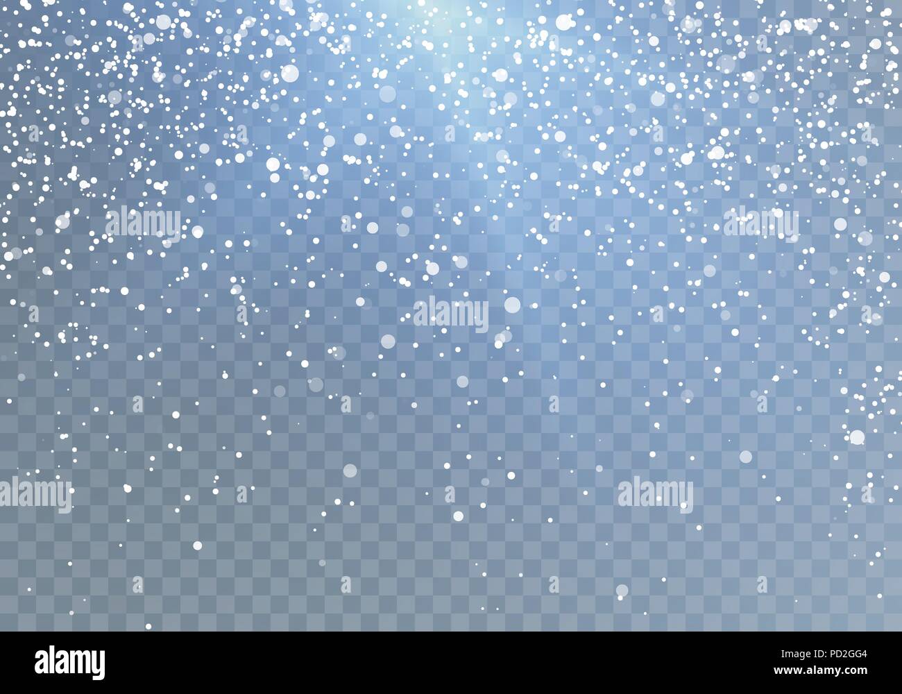 Snowfall pattern with blue shine. Falling snowflakes. Vector ...