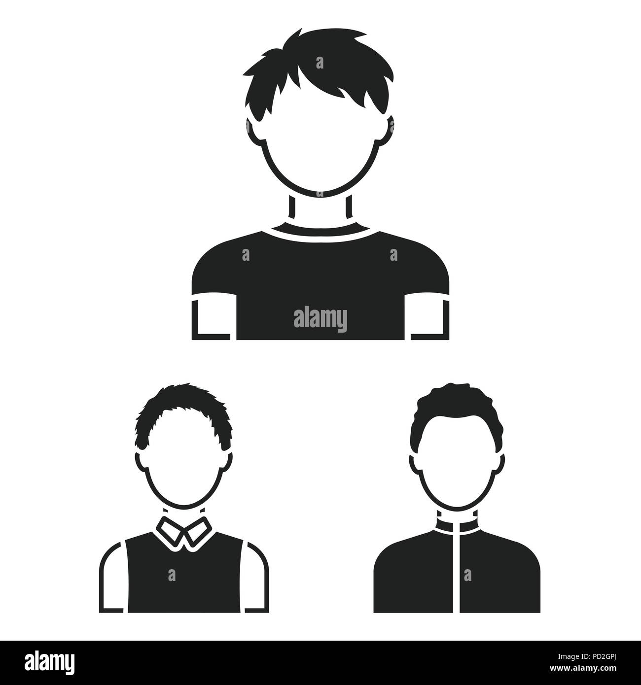 Avatar and face black icons in set collection for design. A person ...