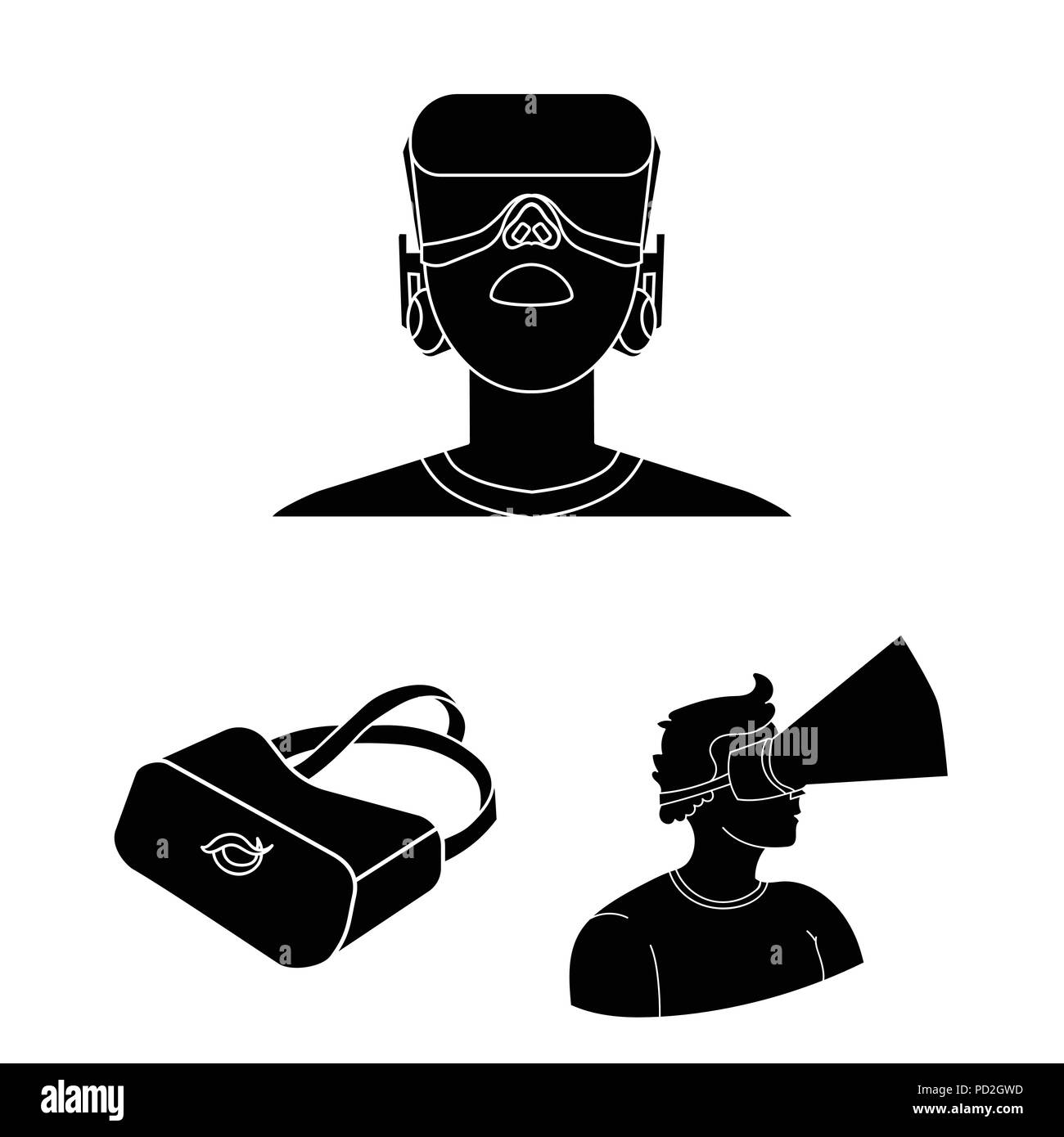 A virtual reality black icons in set collection for design. Modern ...