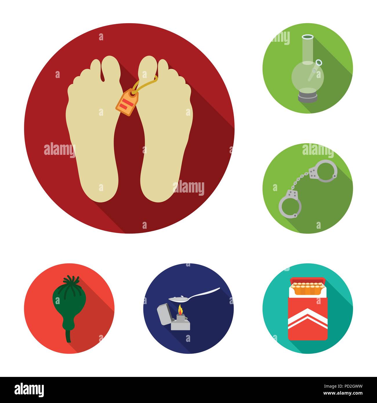 Drug addiction and attributes flat icons in set collection for design ...