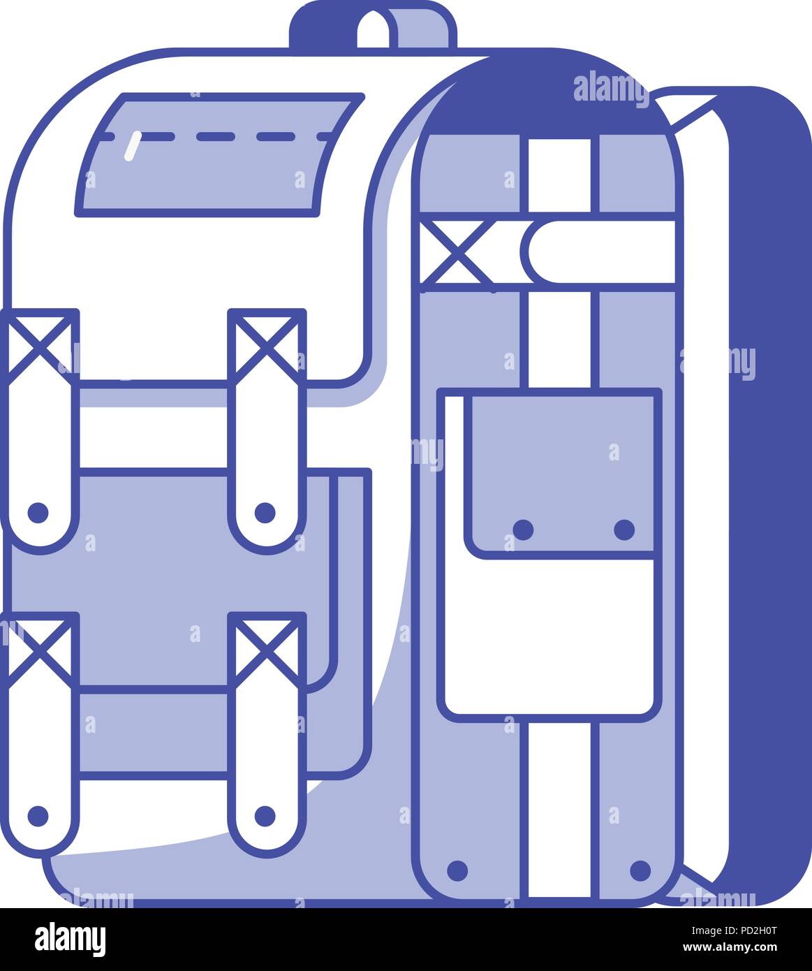 Large hiking backpack in thin line design. Tourist rucksack or photo ...