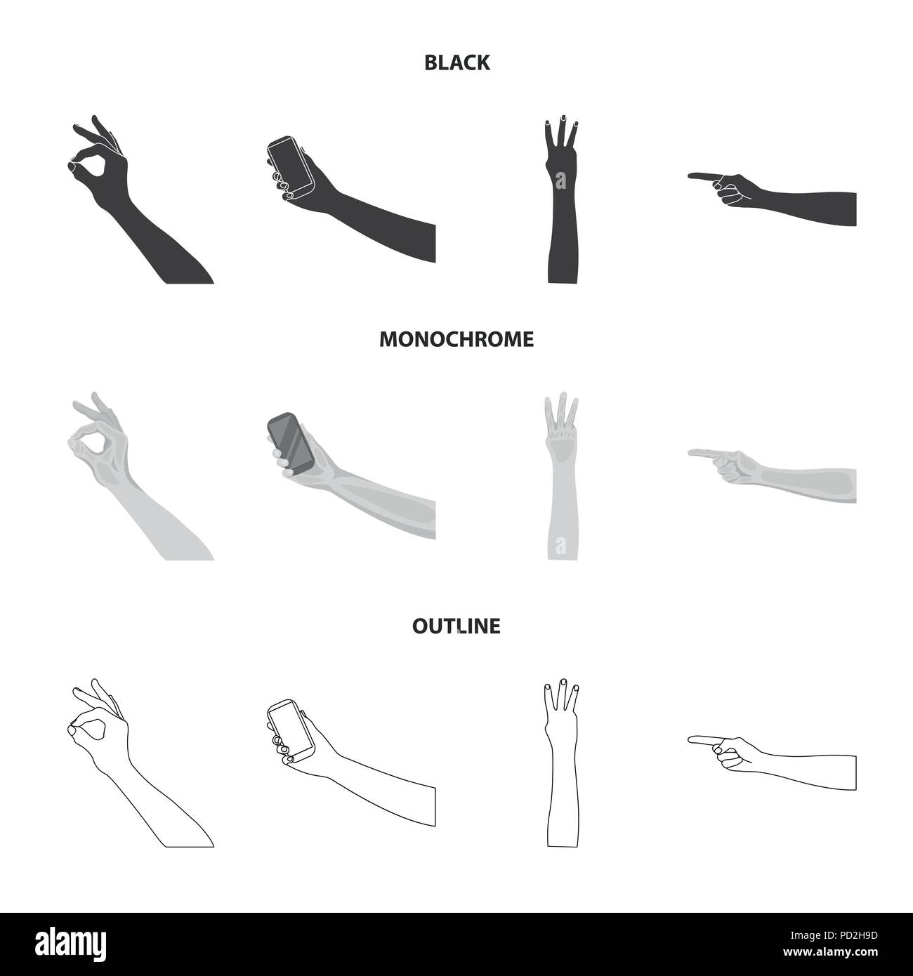 Sign Language black,monochrome,outline icons in set collection for ...