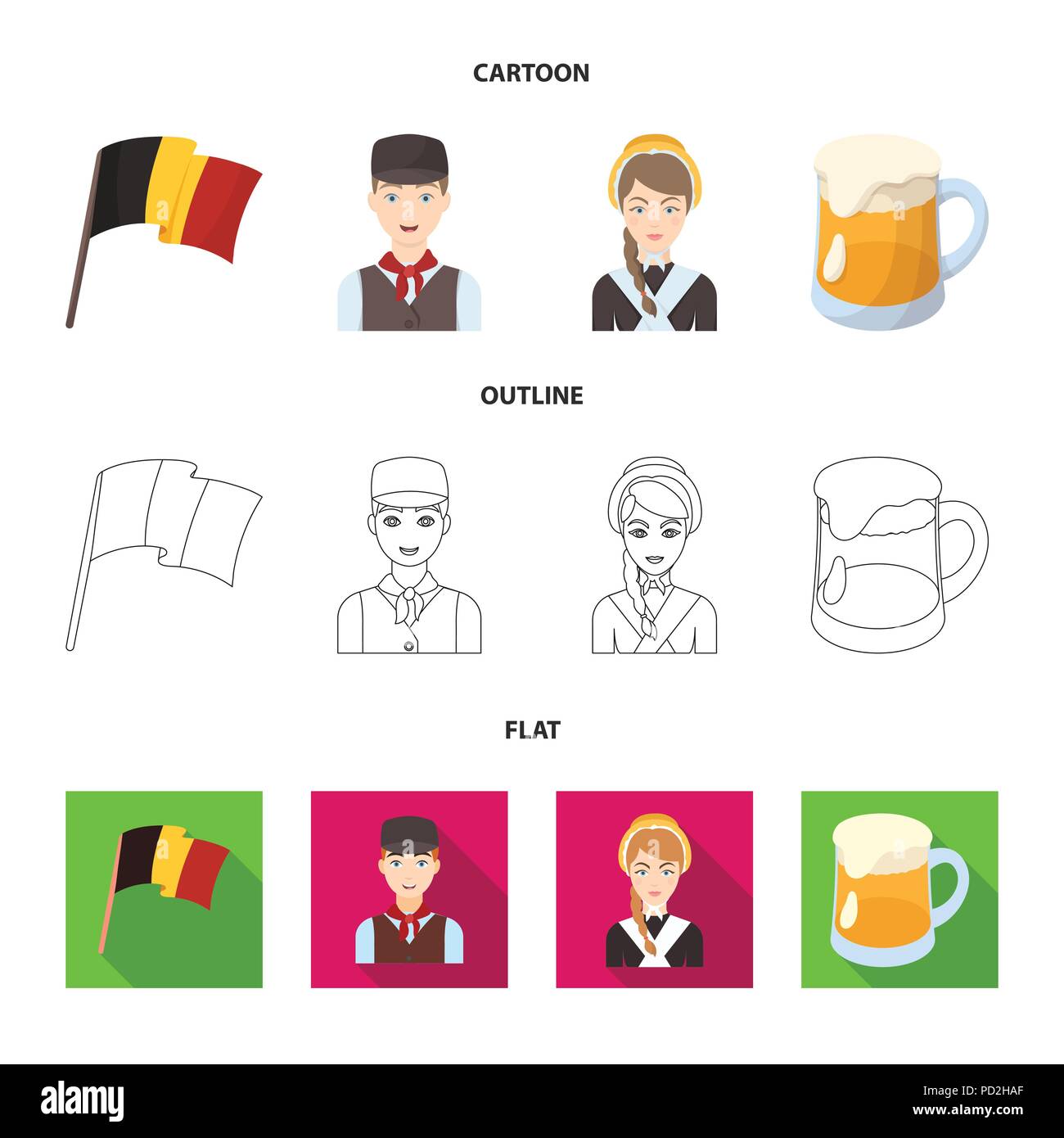 National flag, belgians and other symbols of the country.Belgium set ...