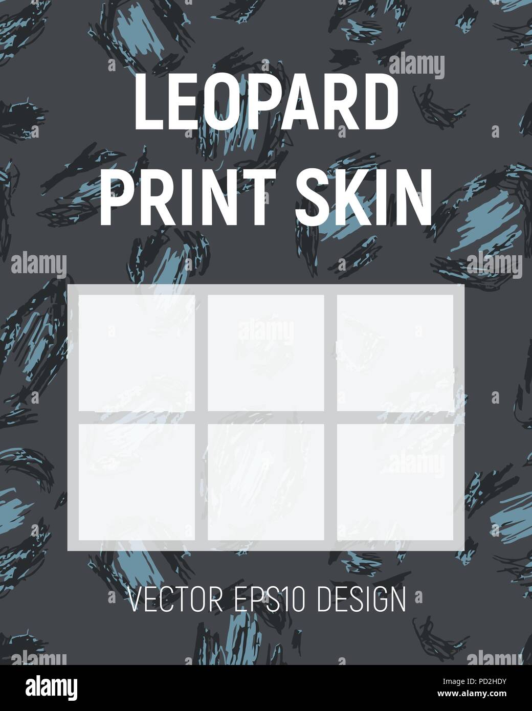 Blue leopard print skin. Brochure template. Vector illustration Stock ...