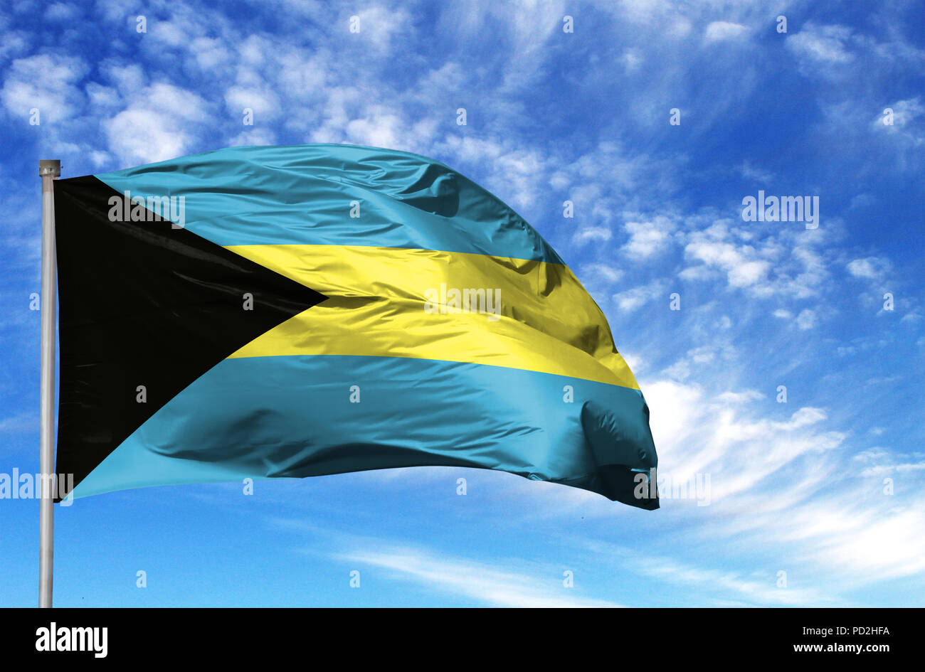 Bahamian flag blowing in the wind hi-res stock photography and images ...