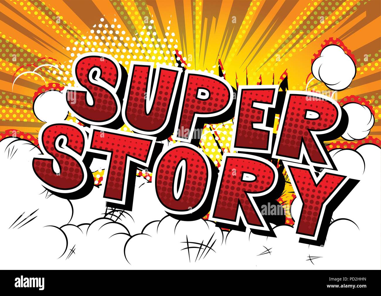 Super Story - Comic book style word on abstract background Stock Vector ...