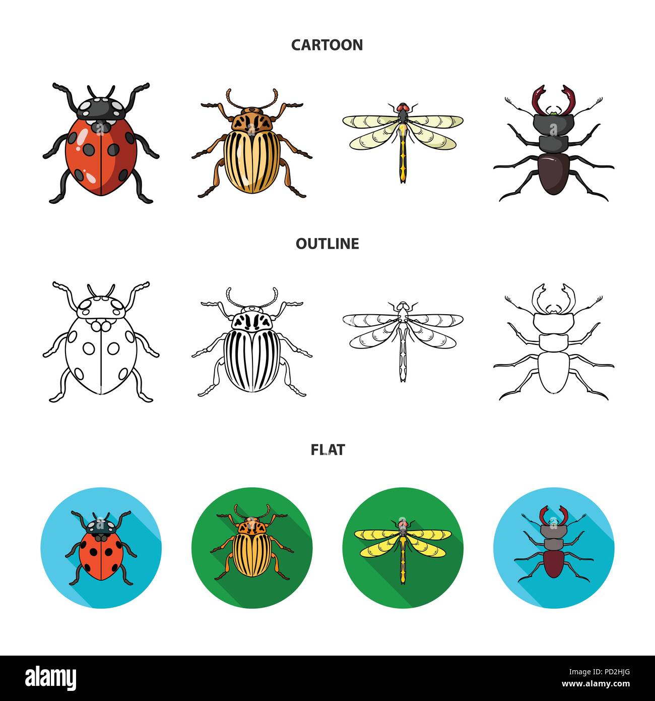Insect, bug, beetle, paw .Insects set collection icons in cartoon ...