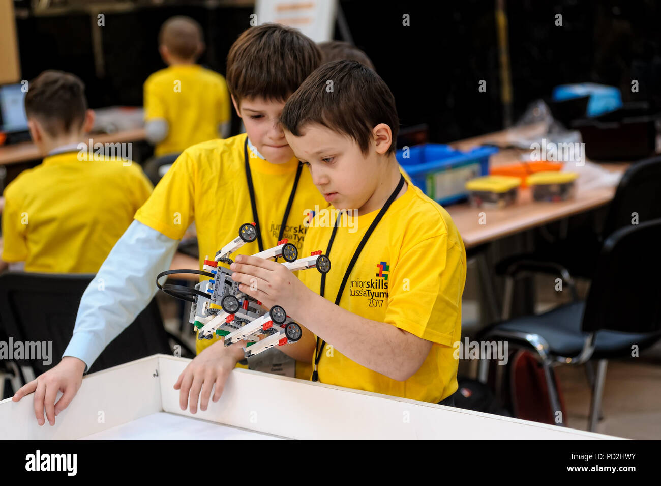 Competitions of robots among school students Stock Photo - Alamy