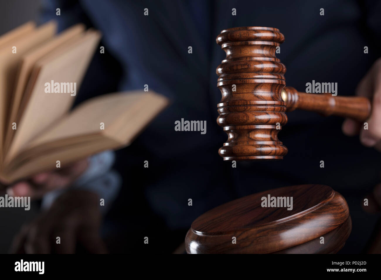 Law concept. Gavel in the judge library Stock Photo - Alamy