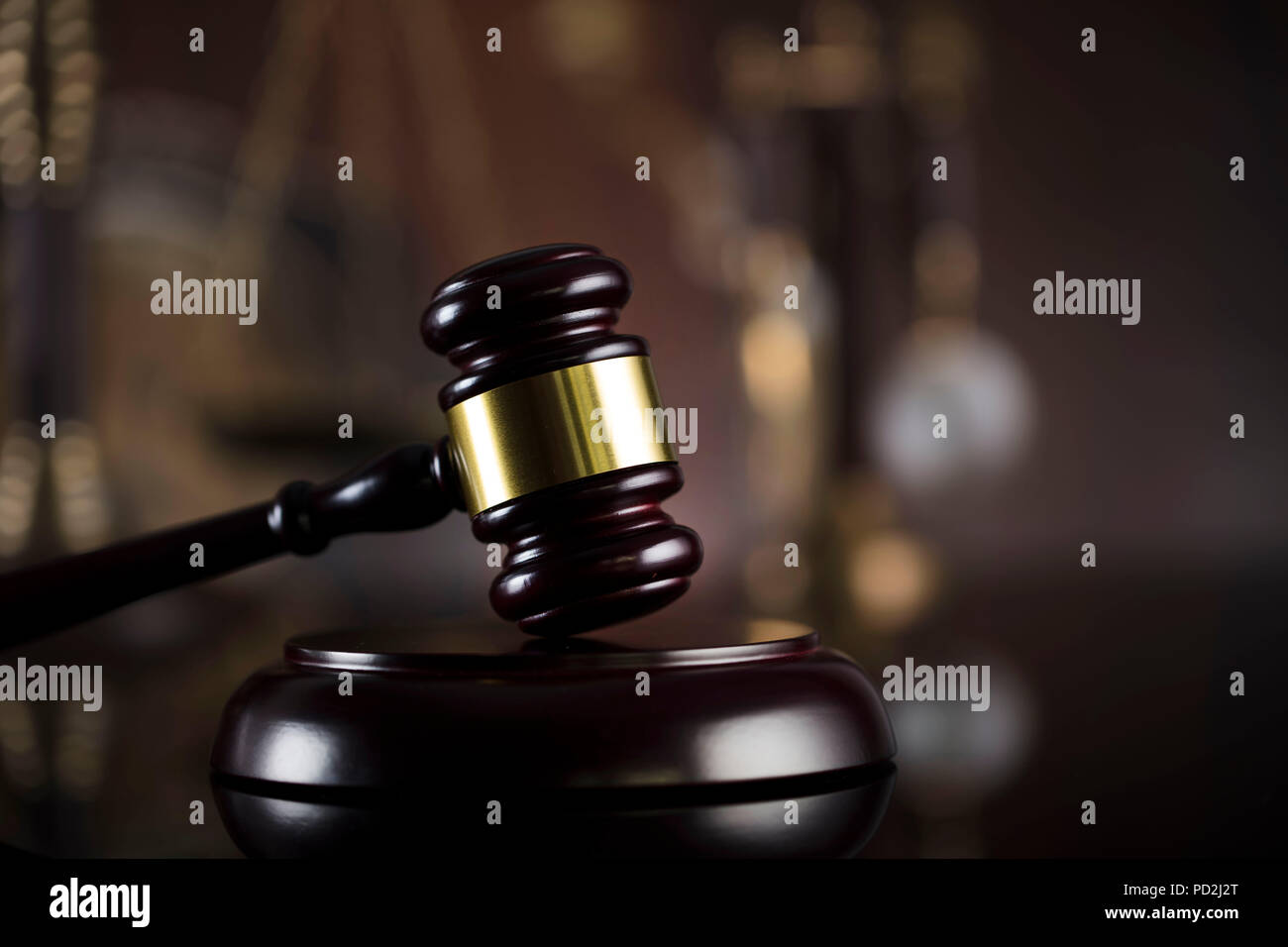 Law concept. Gavel in the judge library Stock Photo - Alamy