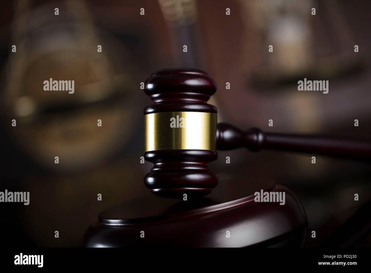 Law concept. Gavel in the judge library Stock Photo - Alamy