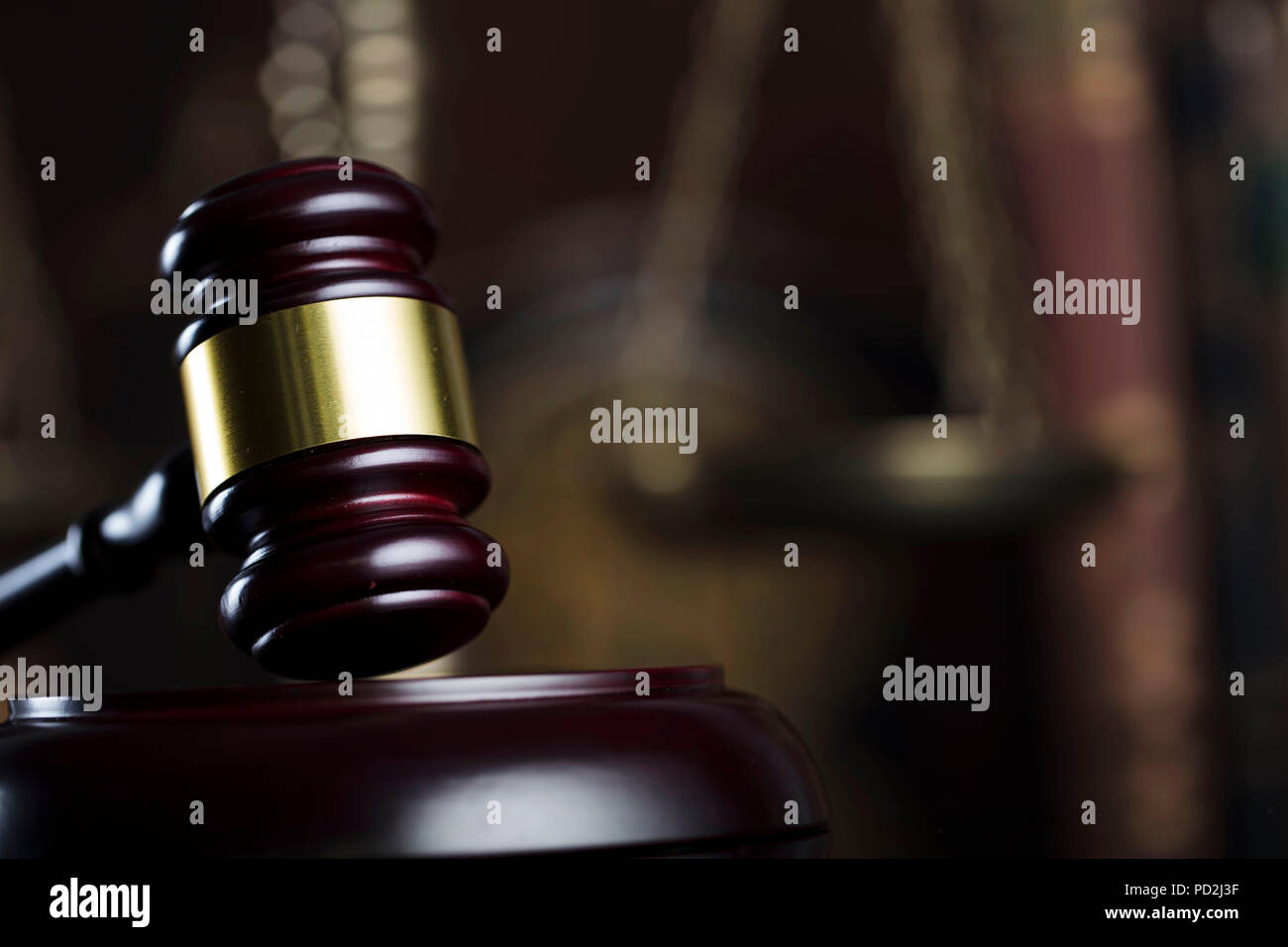 Law concept. Gavel in the judge library Stock Photo - Alamy