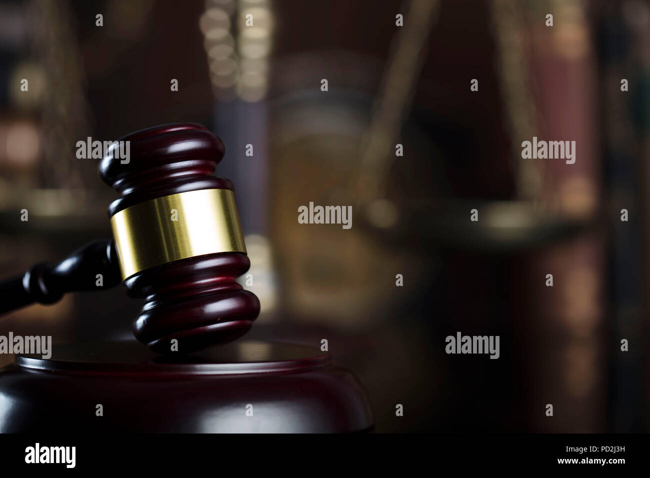Law concept. Gavel in the judge library Stock Photo - Alamy