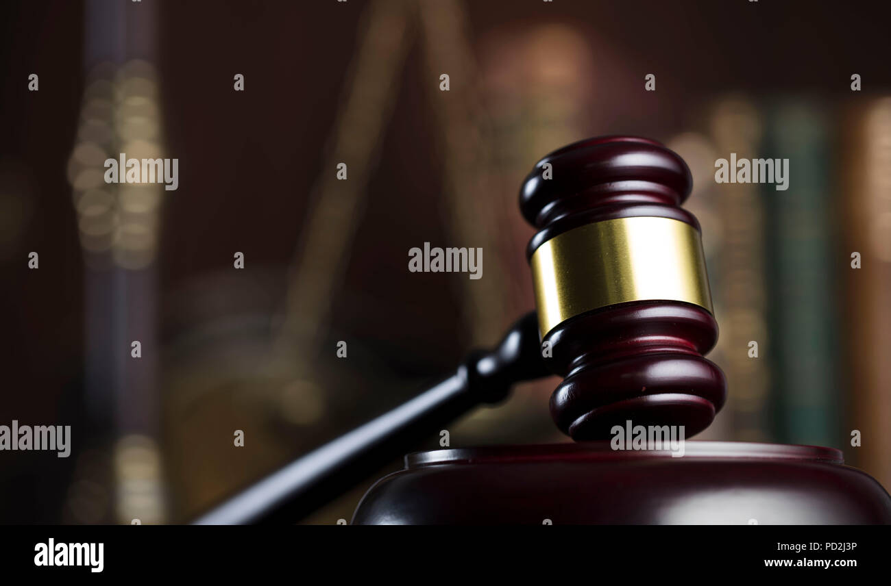 Law concept. Gavel in the judge library Stock Photo - Alamy
