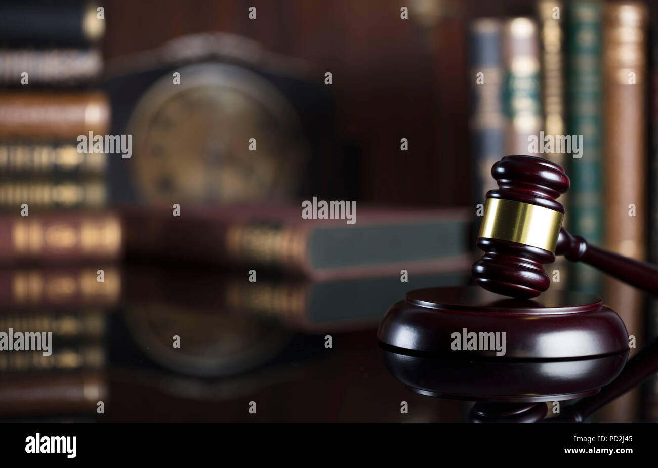 Law concept. Gavel in the judge library Stock Photo - Alamy