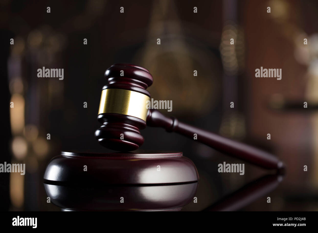 Law concept. Gavel in the judge library Stock Photo - Alamy