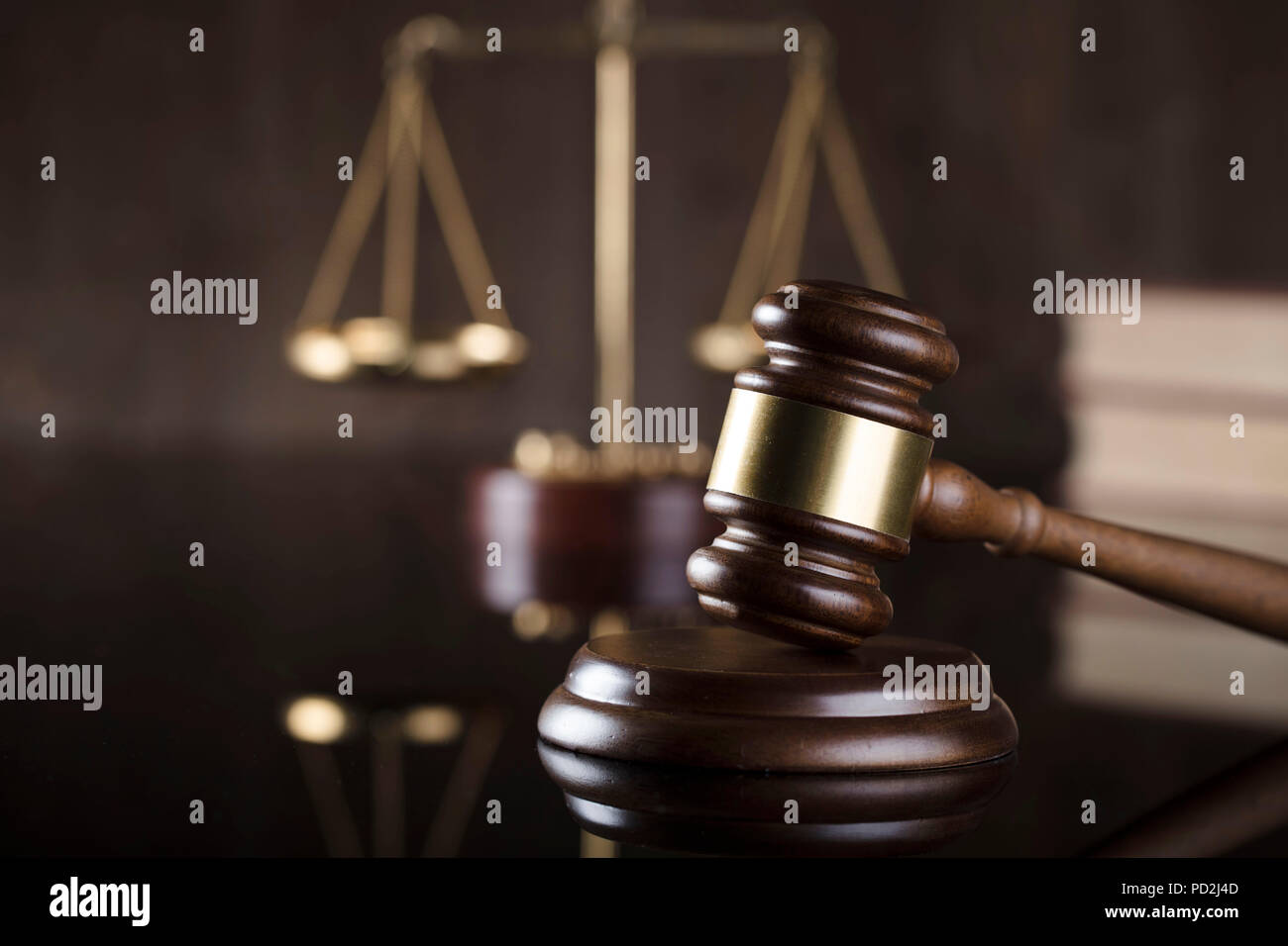 Law concept. Gavel in the judge library Stock Photo - Alamy