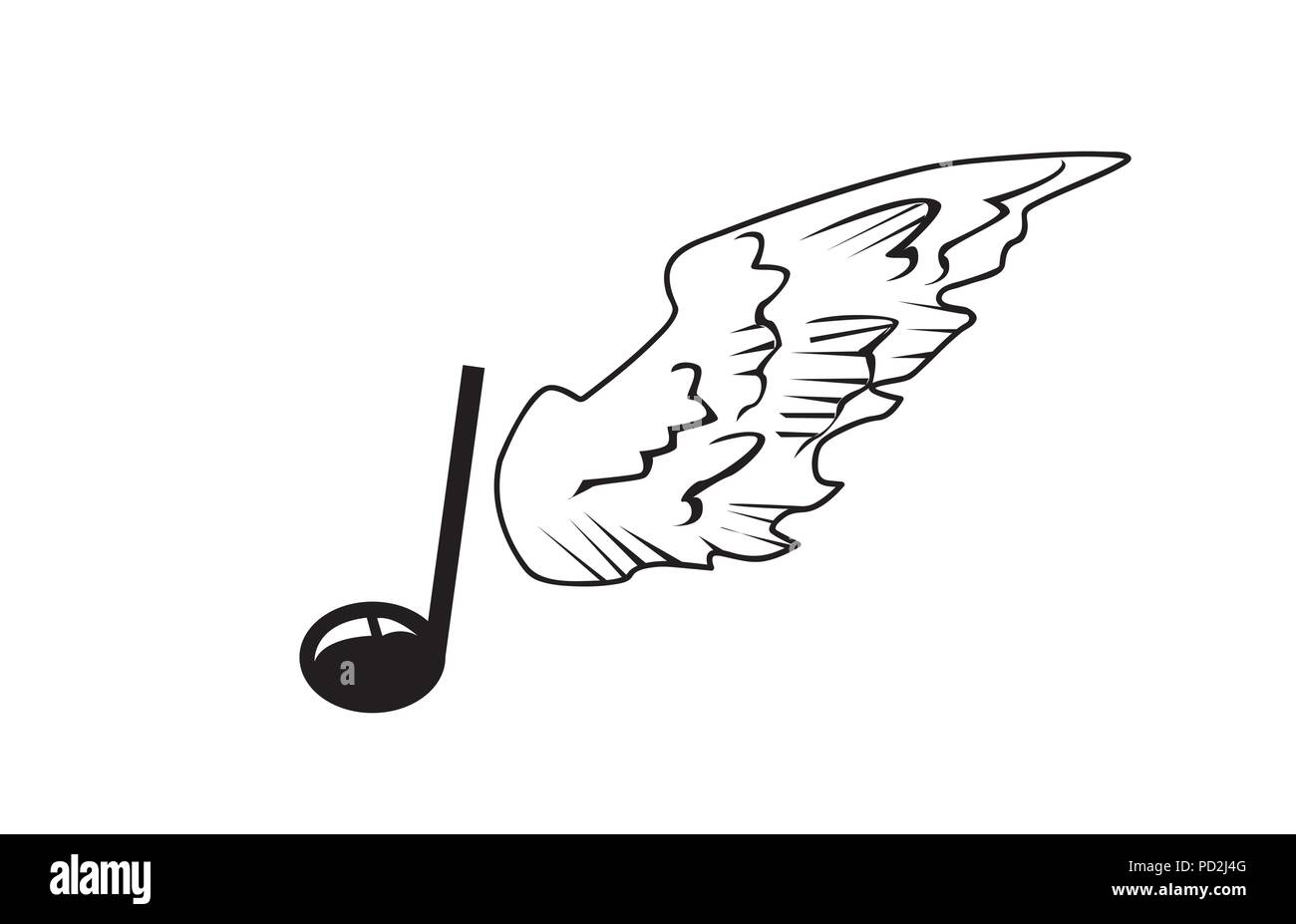 Musical note with wing. Vector illustration Stock Vector Image & Art ...