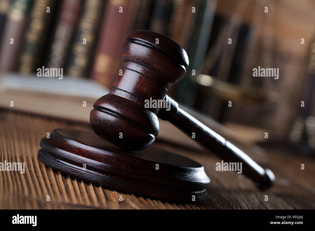 Law concept. Gavel in the judge library Stock Photo - Alamy