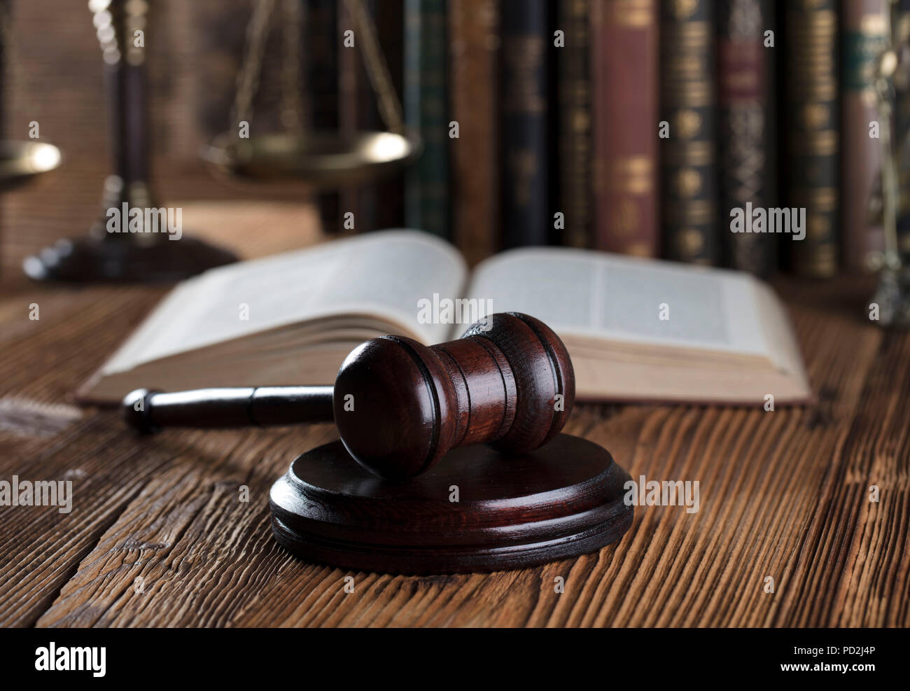 Law concept. Gavel in the judge library Stock Photo - Alamy