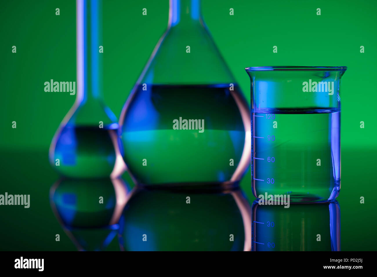 Chemical laboratory concept. Experiment with liquids. Laboratory ...