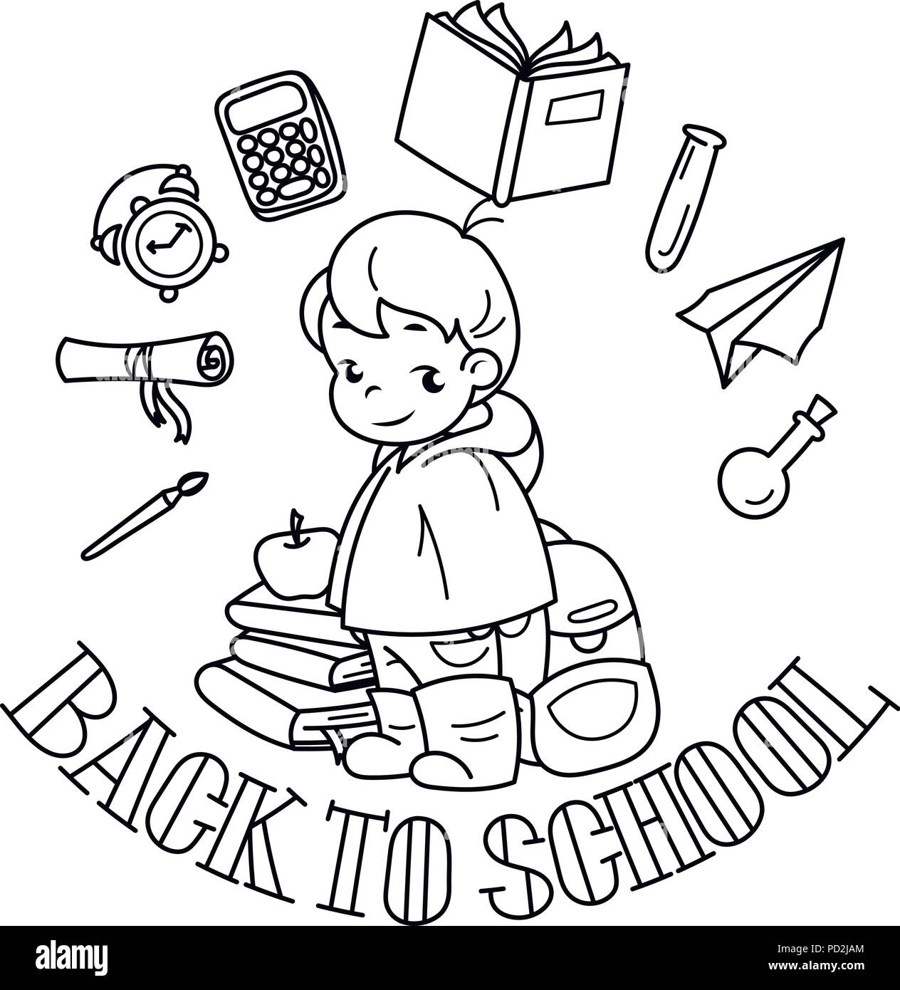 Welcome back to school. Cute school kid ready to education. Design ...